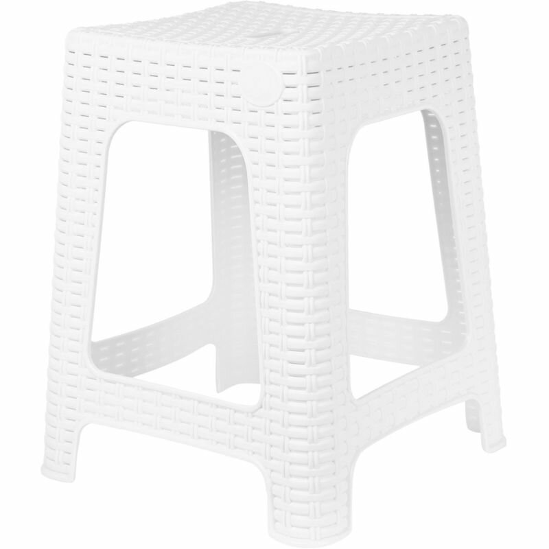 Табурет квадратный Rattan, 363х363х448 мм, белоснежный жасмин