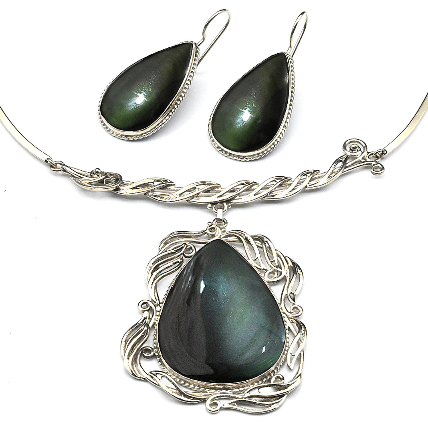 Комплект бижутерии, обсидиан