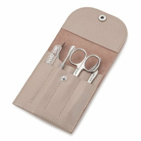 Маникюрный набор Silver Star МН 05-5, бежевый перламутр, натур кожа, 5 предметов, на кнопке