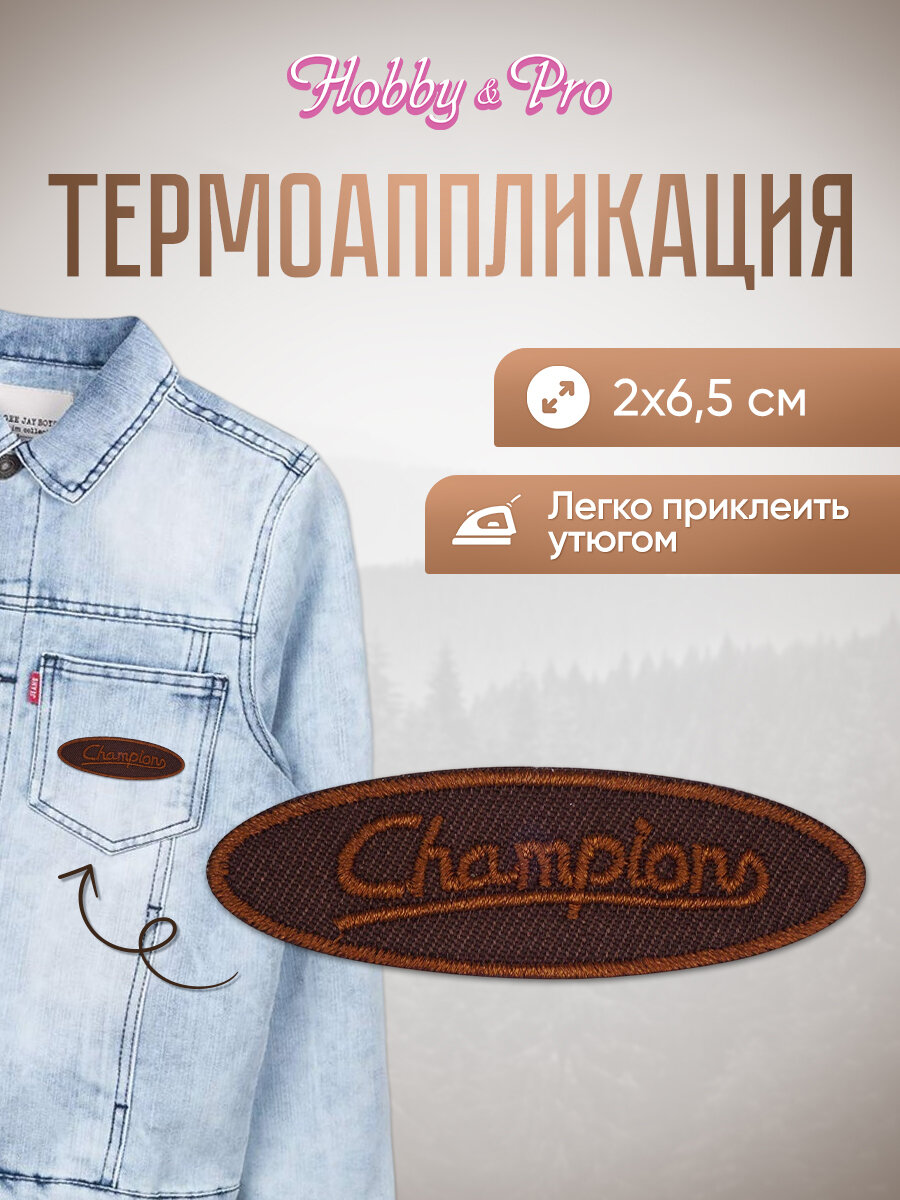 Термоаппликация на одежду Hobby&Pro 'Чемпион', 2*6,5 см, BA1020