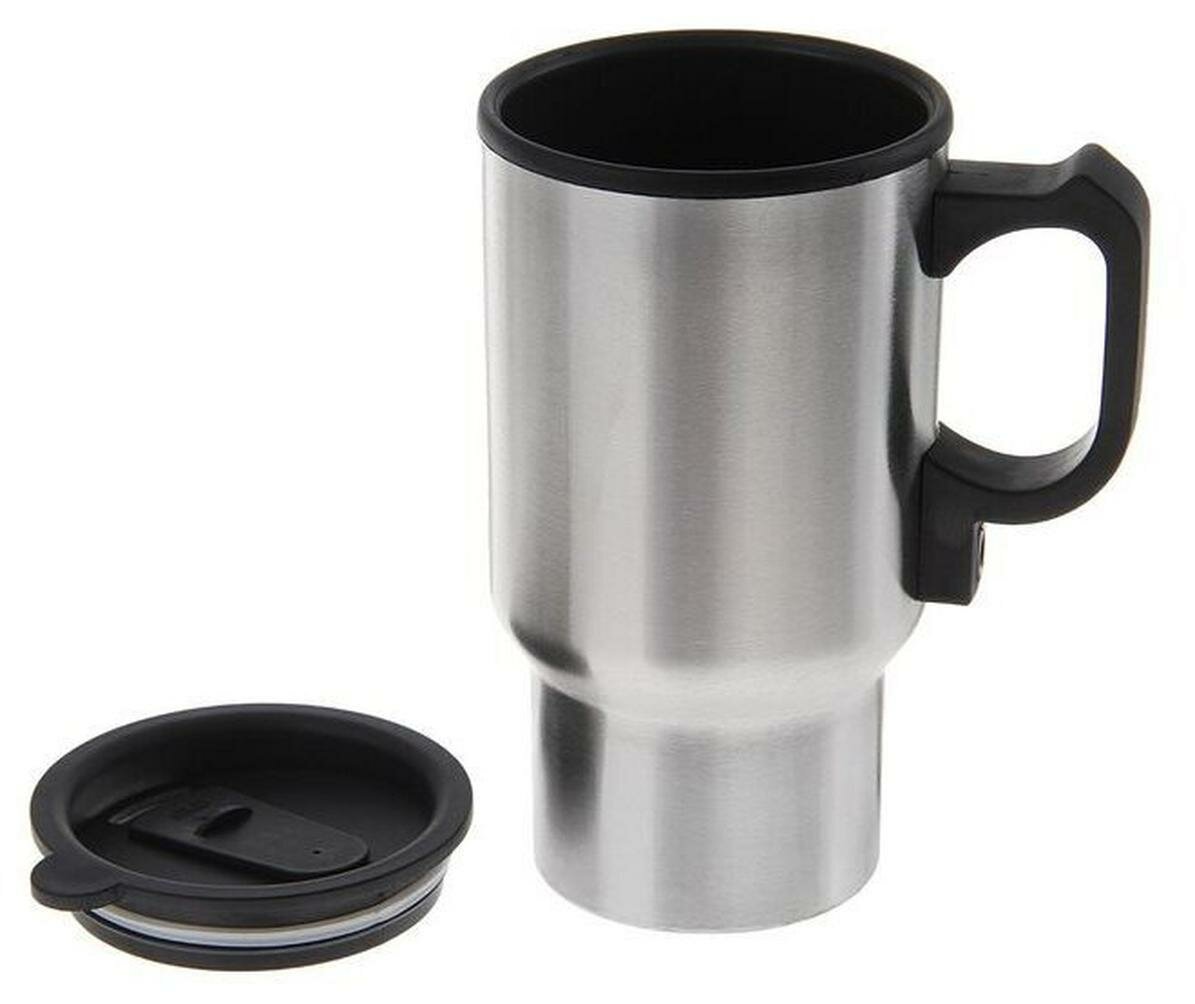 Автомобильная термокружка / Термокружка / Нержавеющая сталь + пластик , Серебро, 0.45 л.