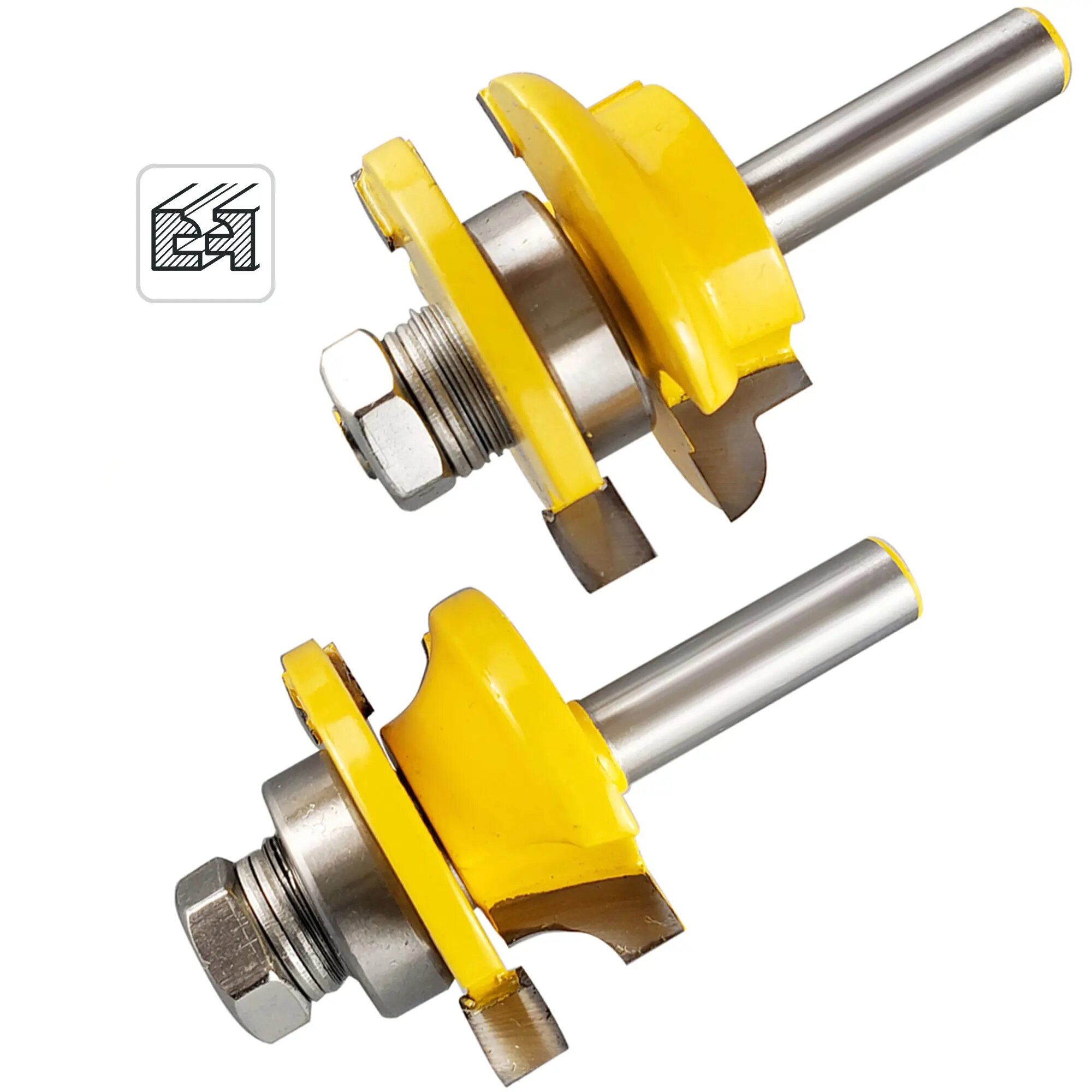 Набор фрез комбинированных рамочных по дереву, хвостовик 8 мм, 2 шт для точной обработки