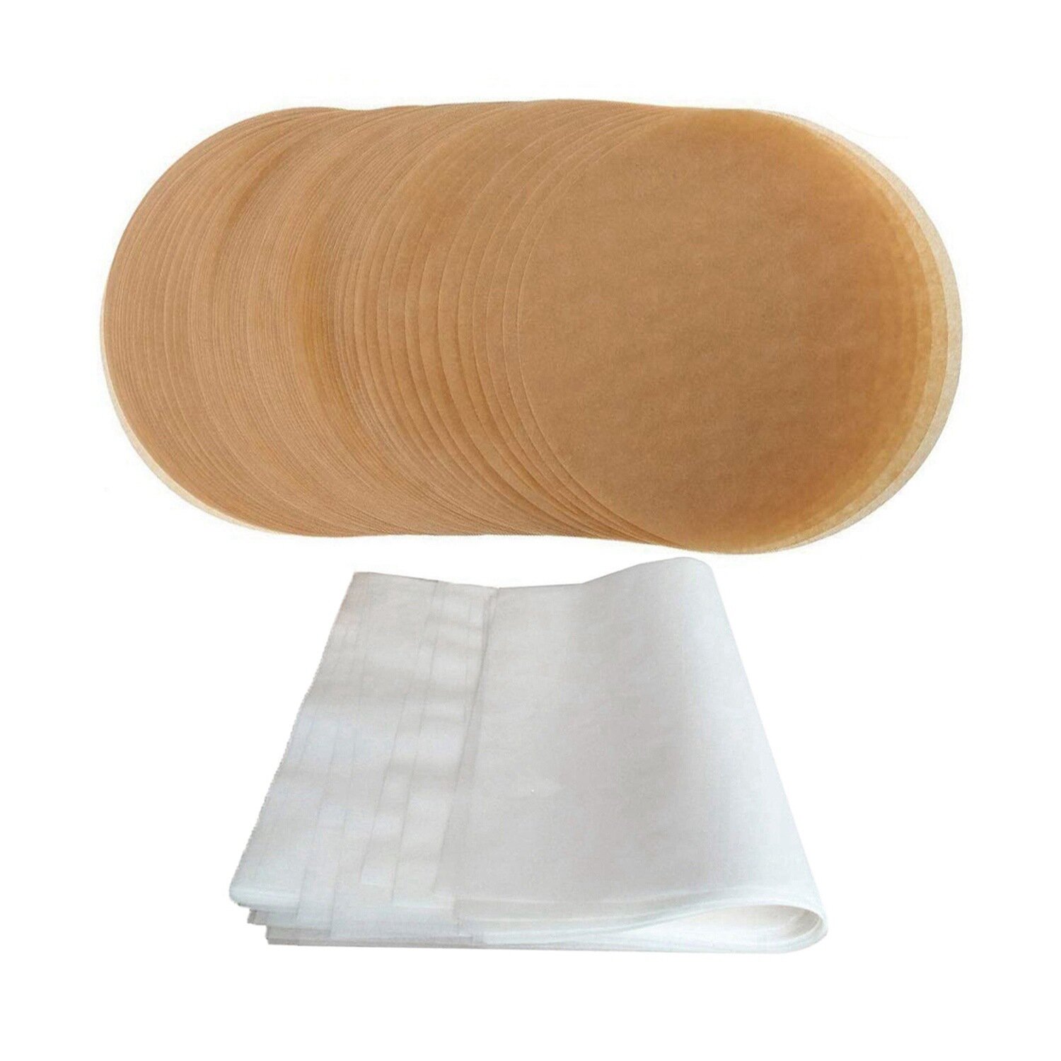 100x неотбеленных пергаментных листов для выпечки печенья, 7 дюймов и 500 палочек/упакованная пищевая упаковочная бумага