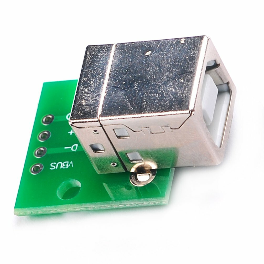 Адаптер USB-DIP d B-типа с квадратным интерфейсом для подключения принтера и кабеля передачи данных - зеленый и черный