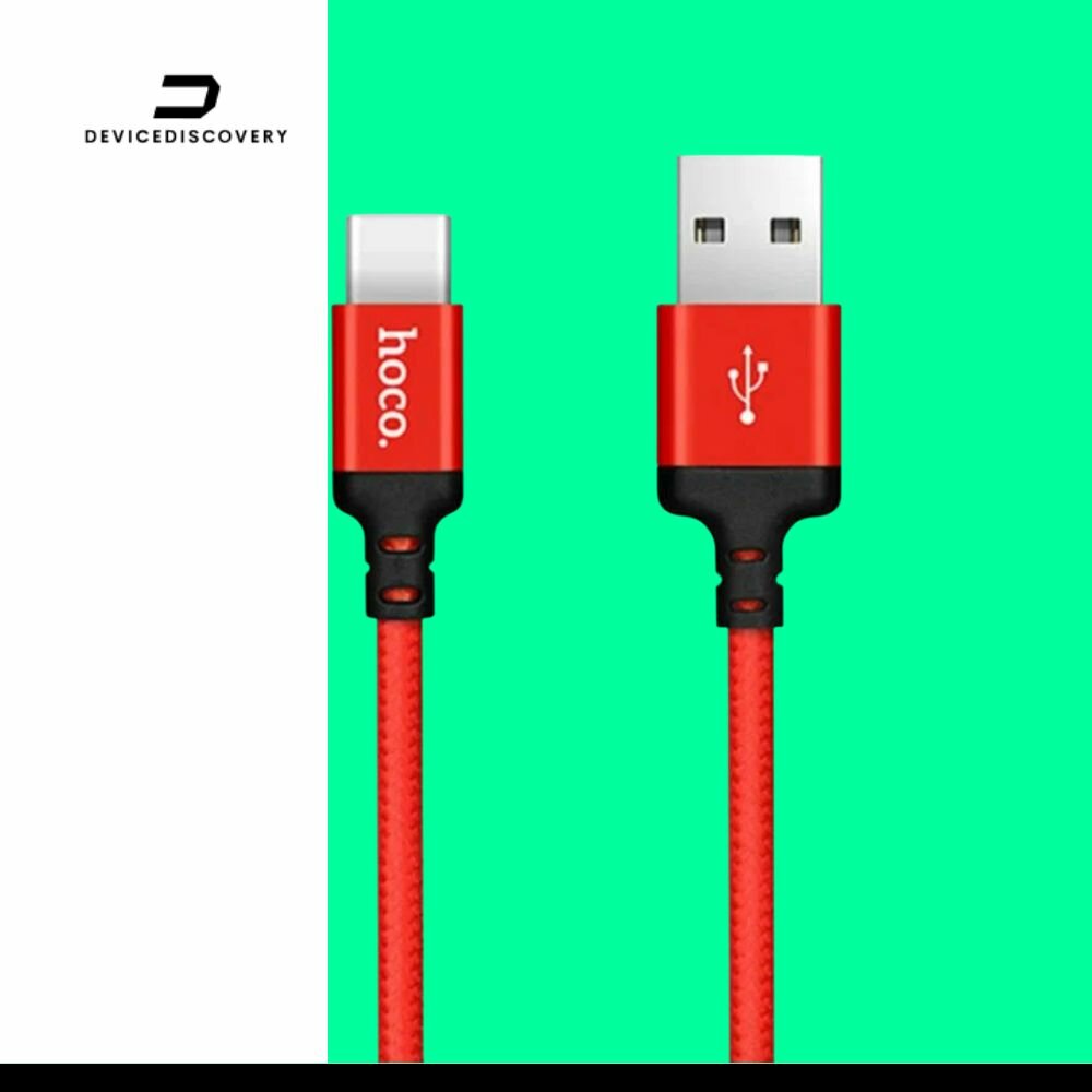 Кабель USB-C Cm-Am Hoco X14 2А Black - 2м, красно-черный