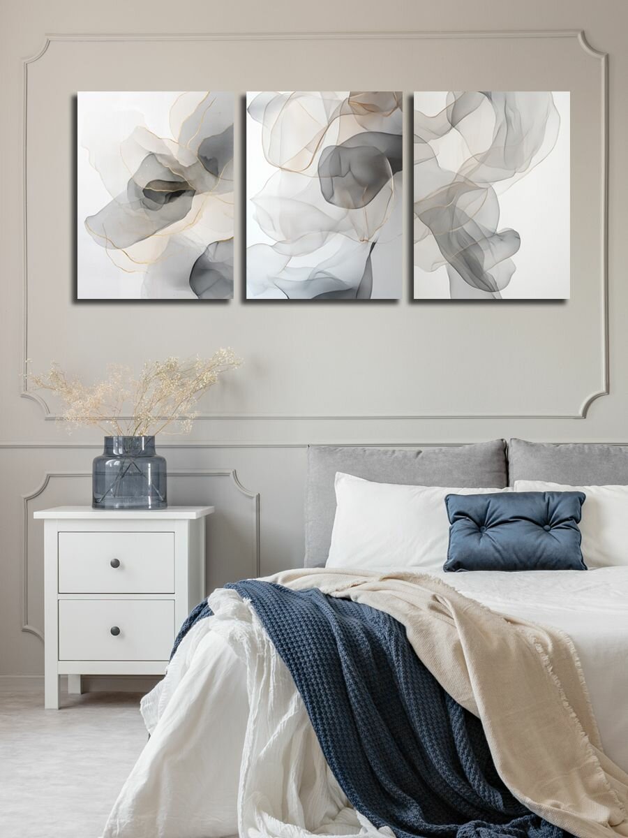 Комплект картин на холсте LOFTime 3 шт 30Х40 Абстракция дымка сер К-1639-3040