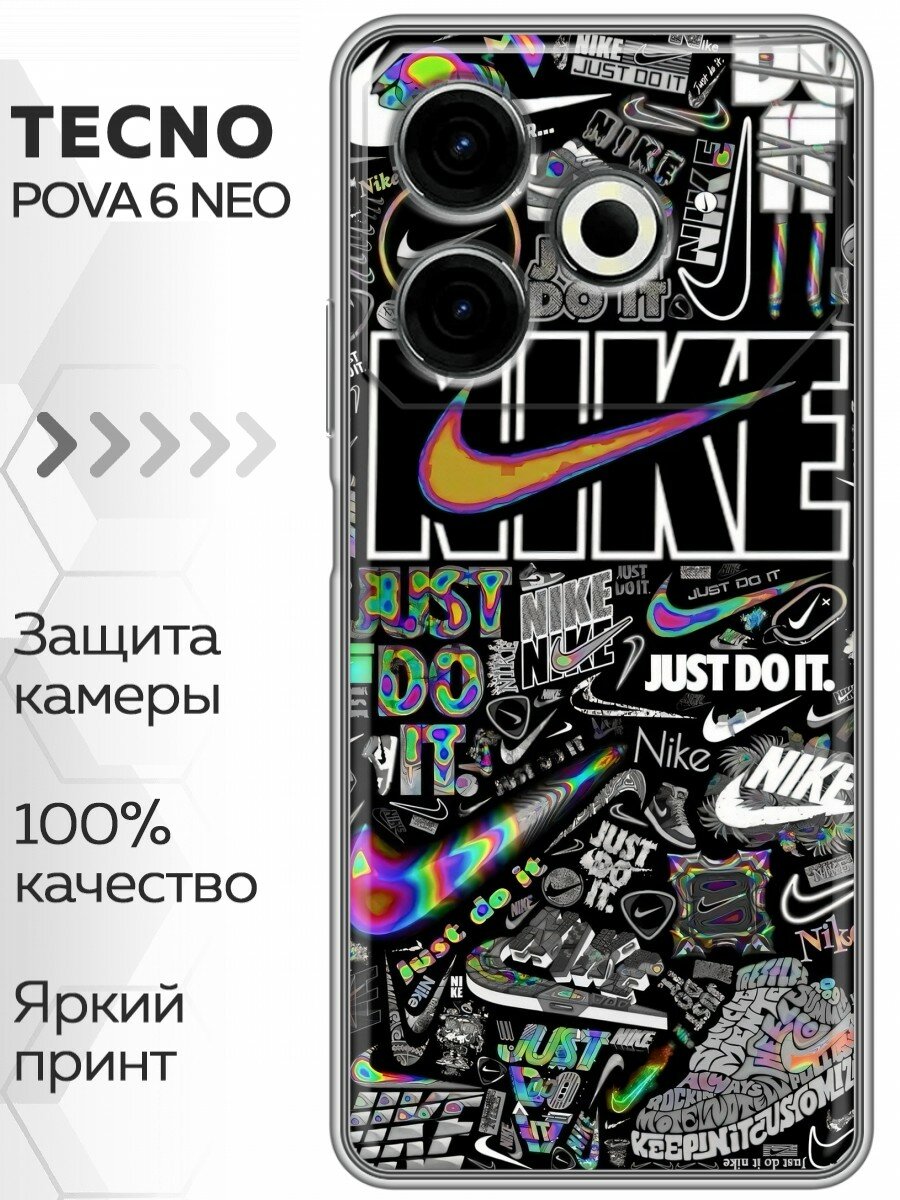 Чехол для Tecno Pova 6 Neo 4G с принтом Найк (Техно Пова 6 Нео 4G)