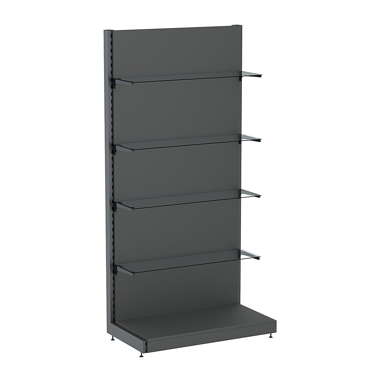 Стеллаж торговый металлический с наполнением из ЛДСП "графф" №4-2.15-1С с полками из стекла, Черный