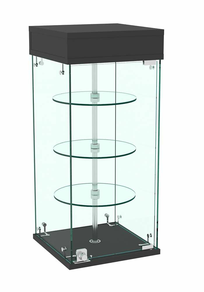 Витрина ротация настольная с вращающимися полками №21-3 (прозрачная), Черный