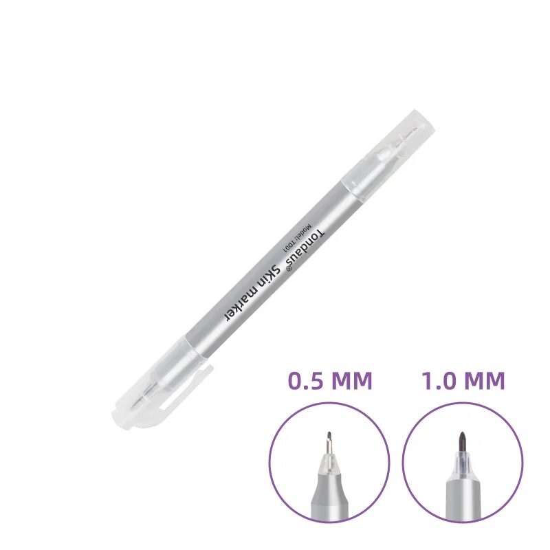 Одноразовый хирургический маркер для бровей Eyebrow Skin Marker Pen silver double head