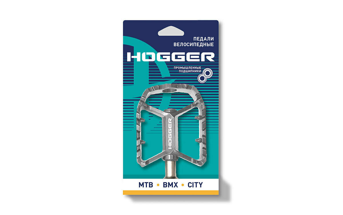 Педали HOGGER MTB алюминиевые 109x90мм резьба 916 промподшипники серые