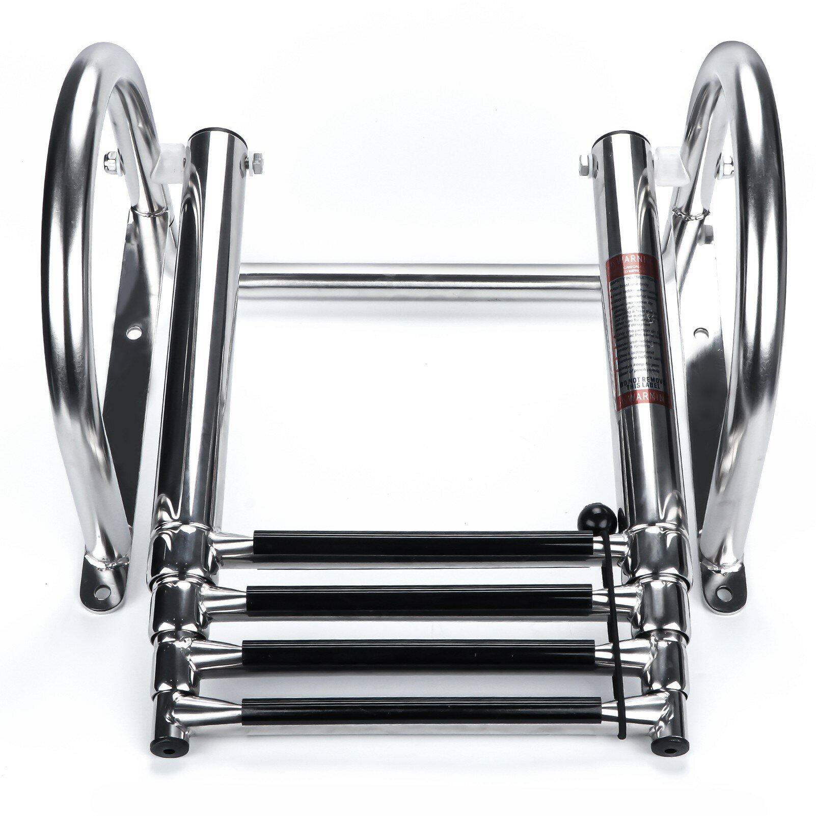 Трап для лодки, нержавеющая сталь, 4 ступени, с рукоятками, черный