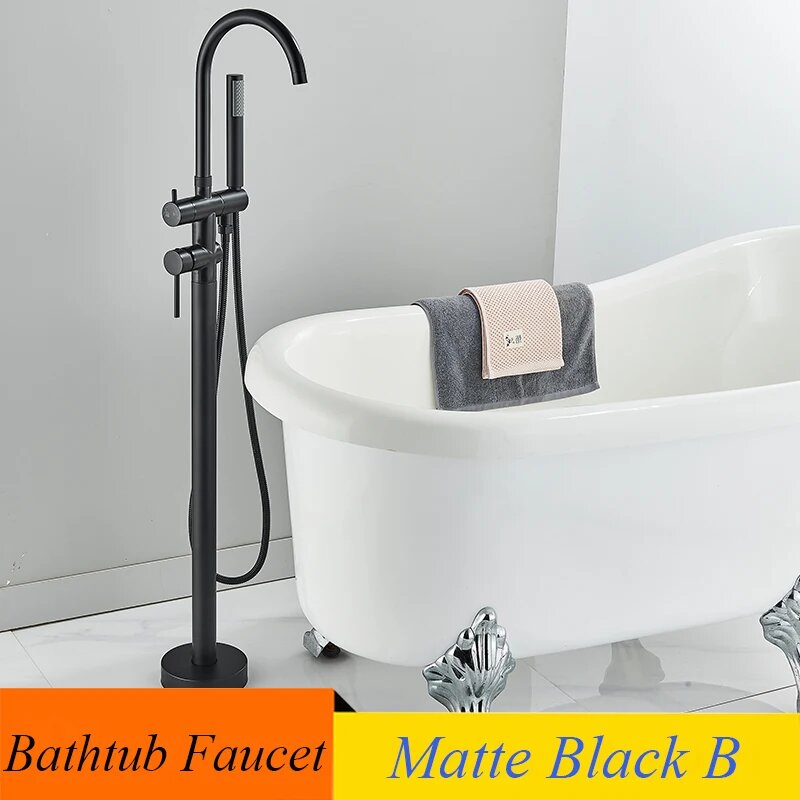 Хромированный напольный смеситель для ванны Ulgksd Matte Black B