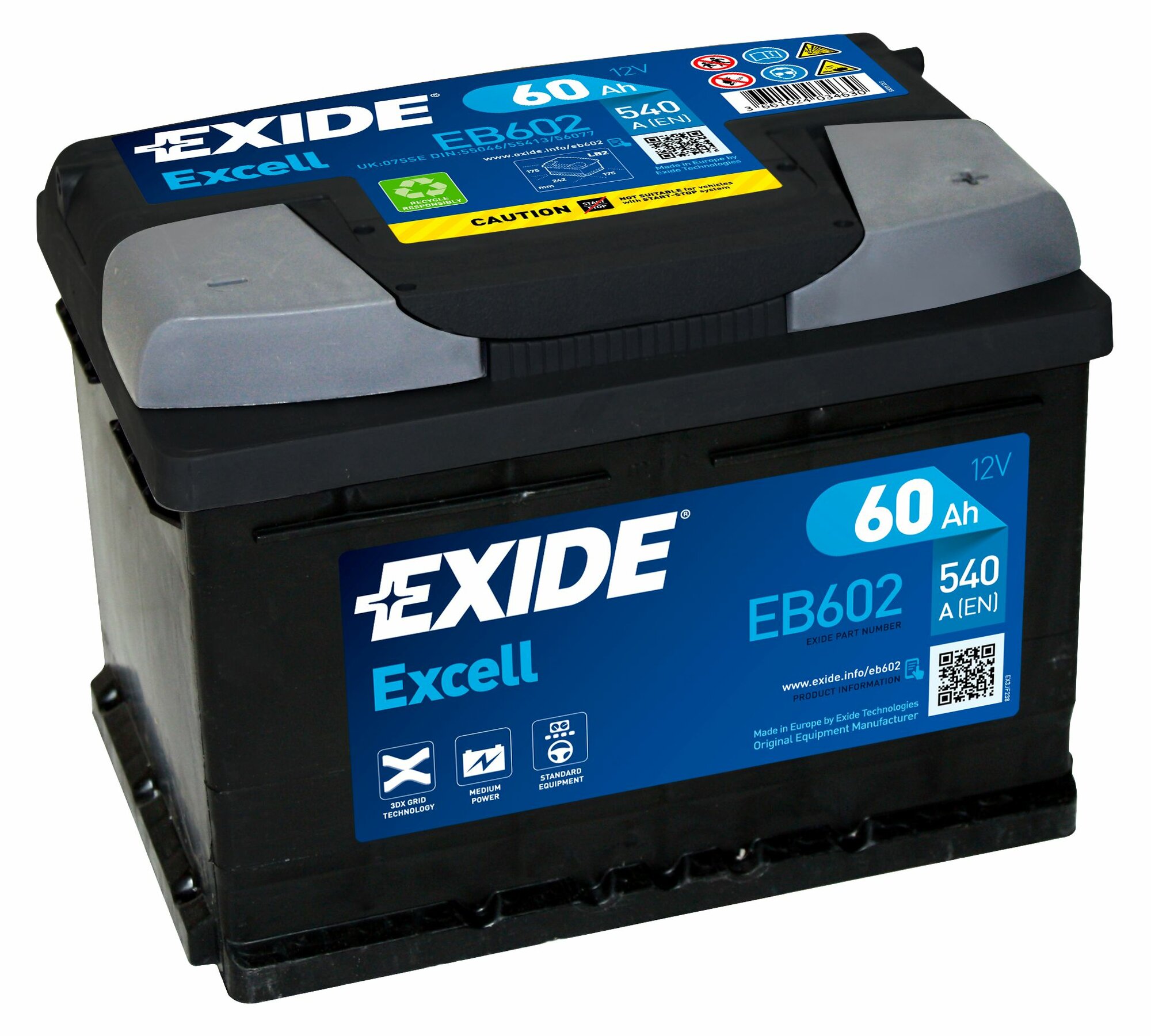 Автомобильный аккумулятор Exide Excell EB602