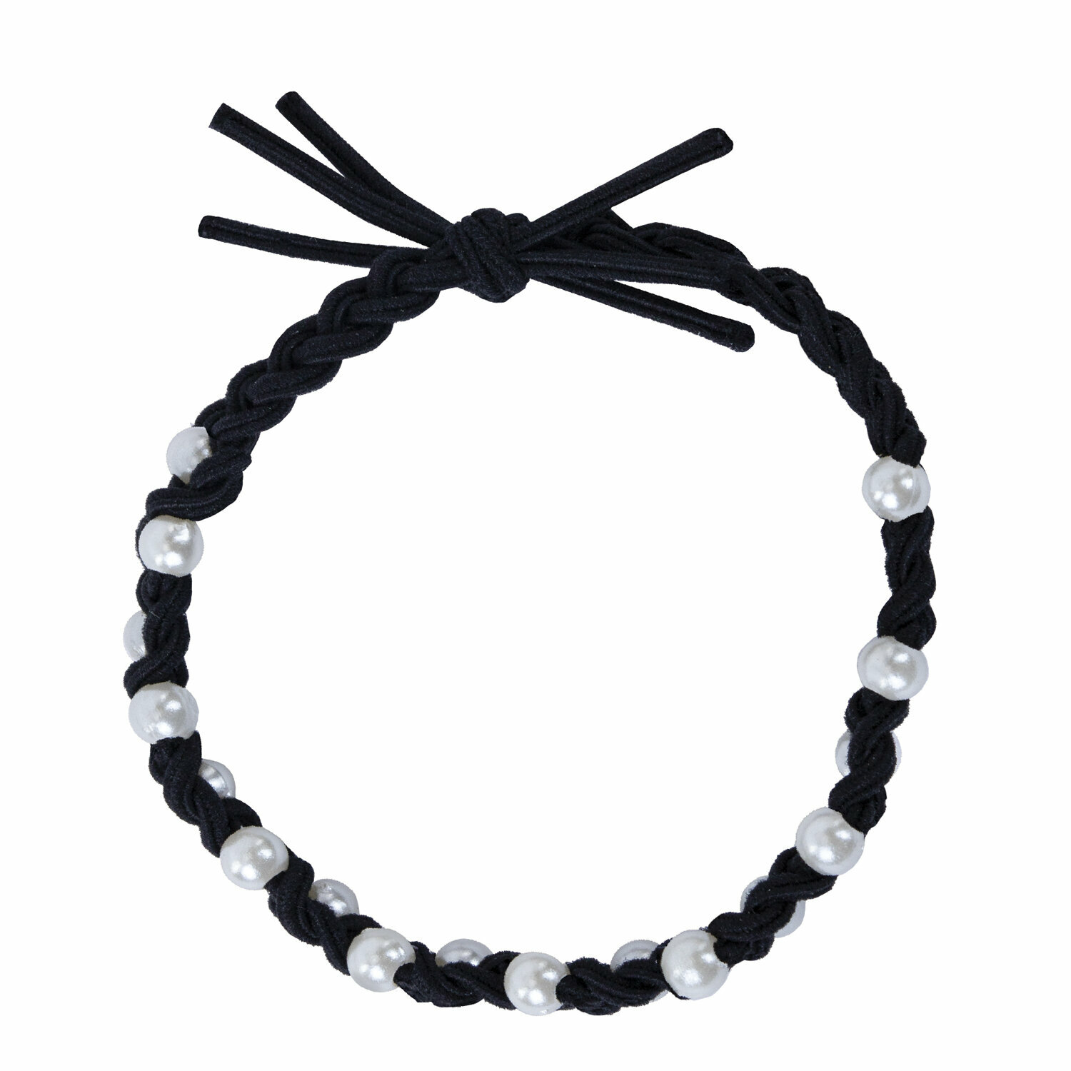 Резинка для волос с плетением, 0,5 см, с бусинами, чёрный, MONTE VITA, 457054