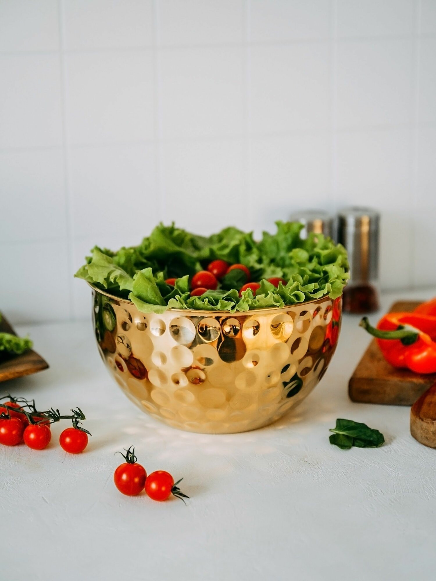 Салатник, золотой металлический, 1 шт, 22 см, 3,5 л. Нержавейка/алюминий, для кухни или стола