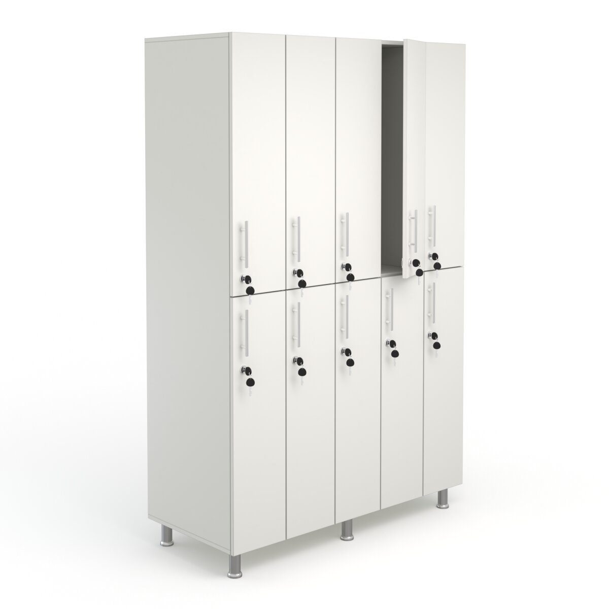 Шкаф для раздевалок 5-секционный 10ти-местный, Белый. Производитель товара - компания Westcom.