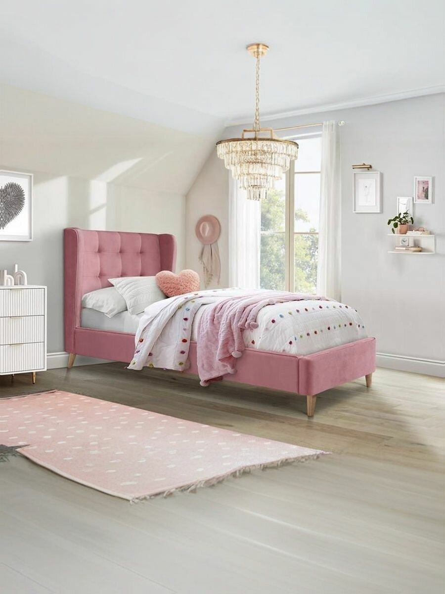 Кровать односпальная HALMAR ESTELLA розовый, 90x200