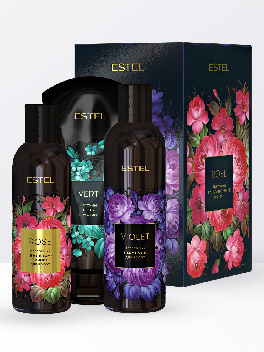 Подарочный набор для волос и тела питательный ESTEL PROFESSIONAL Цветочный: шампунь, бальзам и гель, 250+2*200 мл
