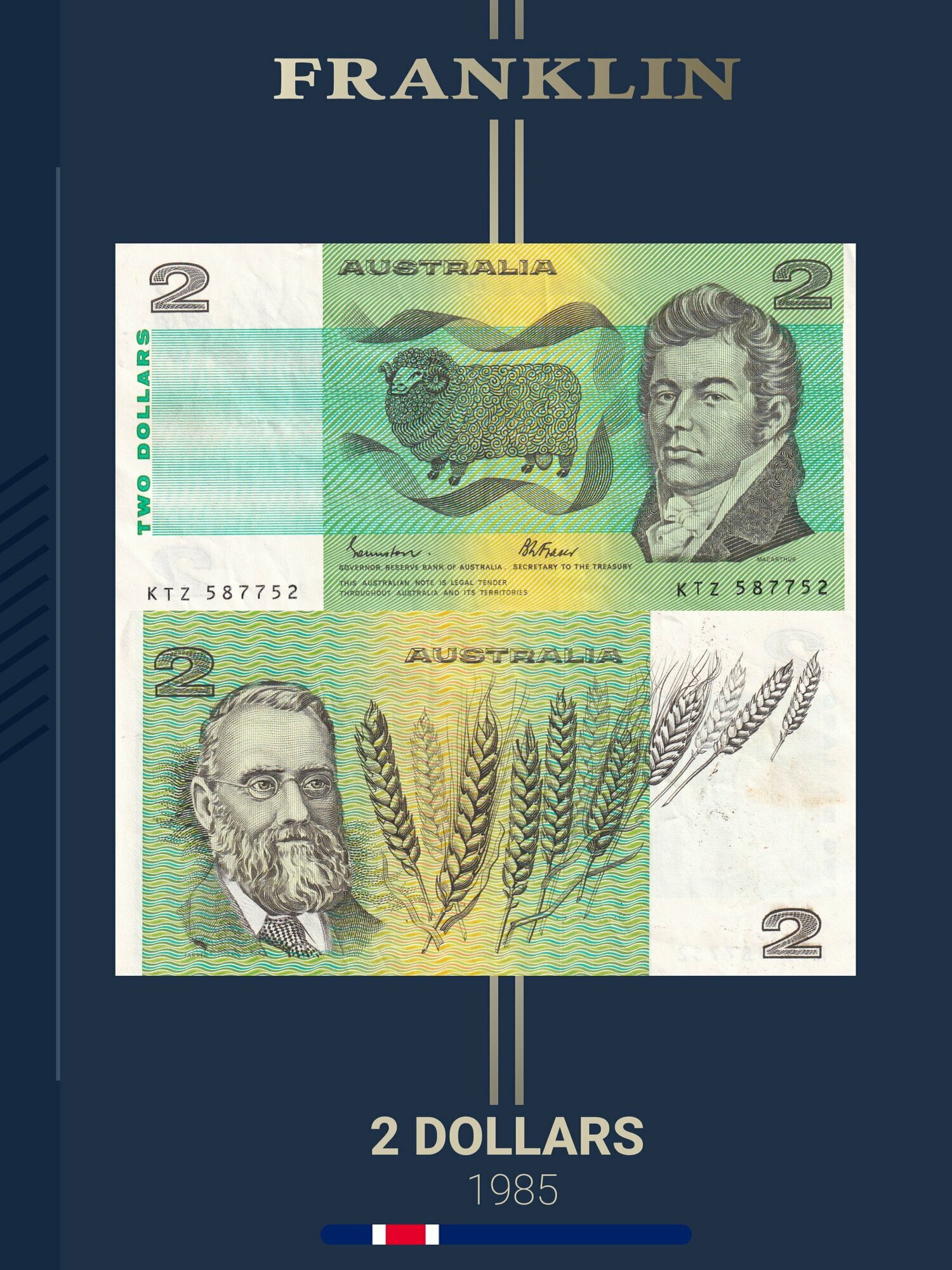 Банкнота Австралия 2 доллара 1985 год (VF) Pick 43e