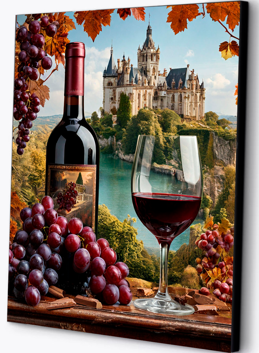 Картина на стену для интерьера "Французское вино" 40х50 см, холст на подрамнике, InterHobby