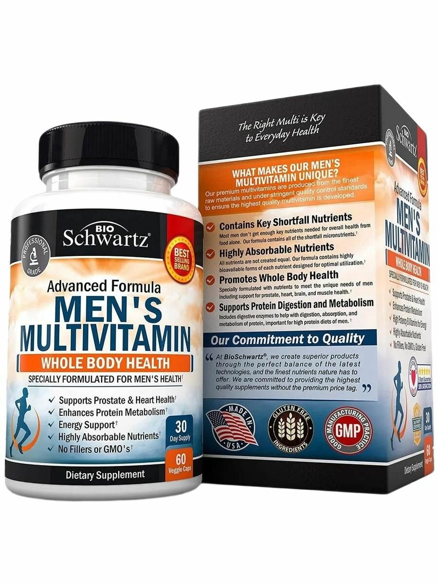 Мультивитаминный комплекс bioschwartz для мужчин 60 капсул, для энергии и выносливости