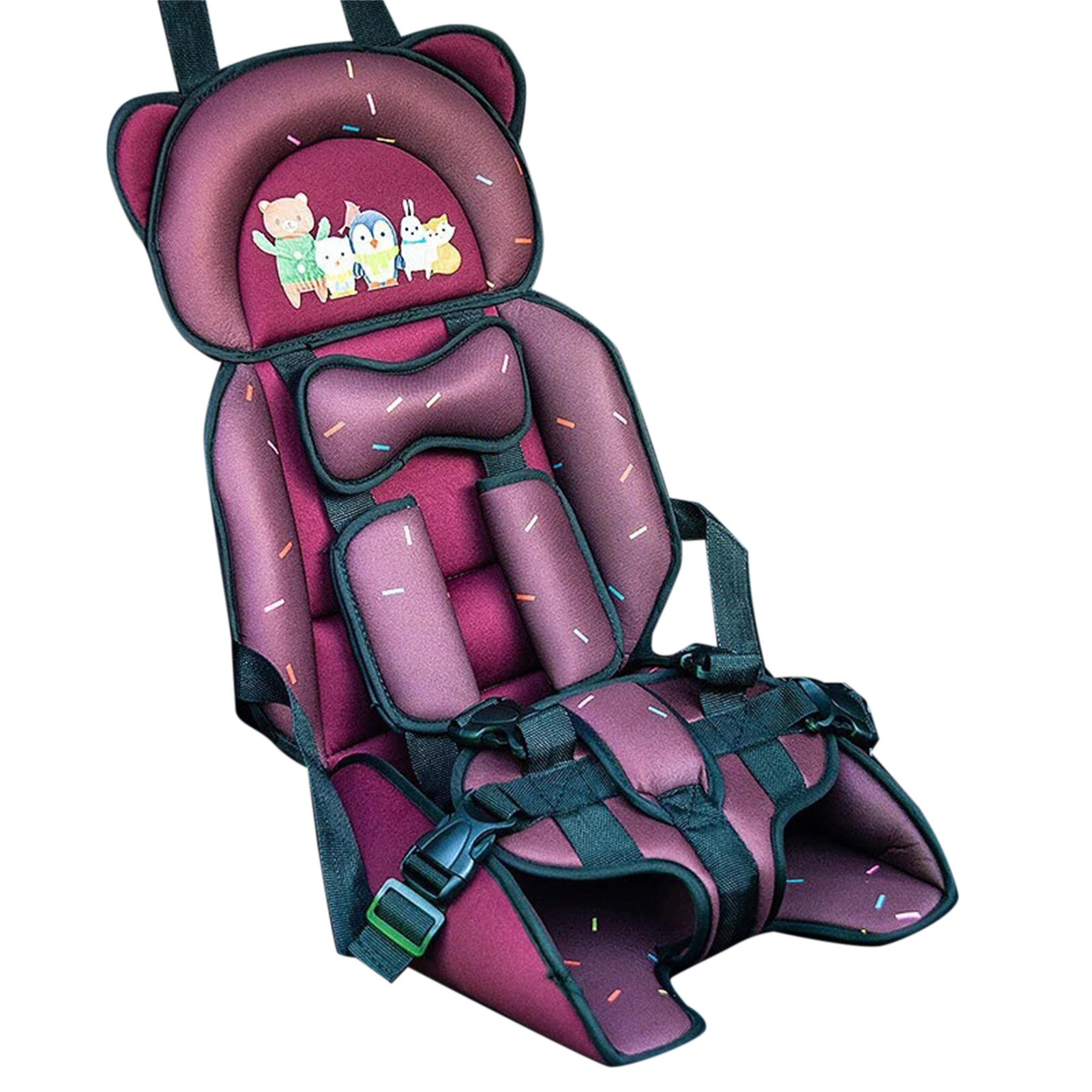 Портативное детское автокресло-бустер, дышащее, для детей до 12 лет, принт "Зерно", медведь
