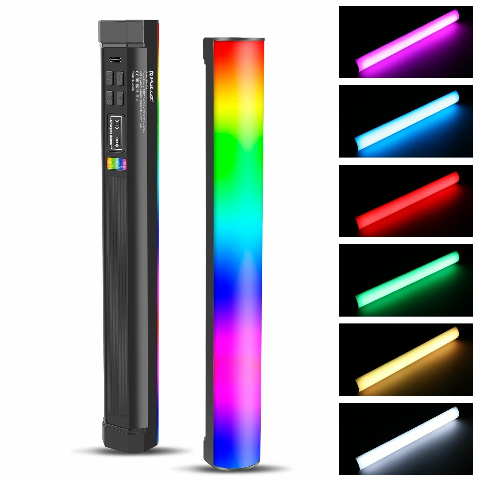 PULUZ PU4139 32 см/12,6 дюйма портативная RGB световая палочка магнитная светодиодная трубка