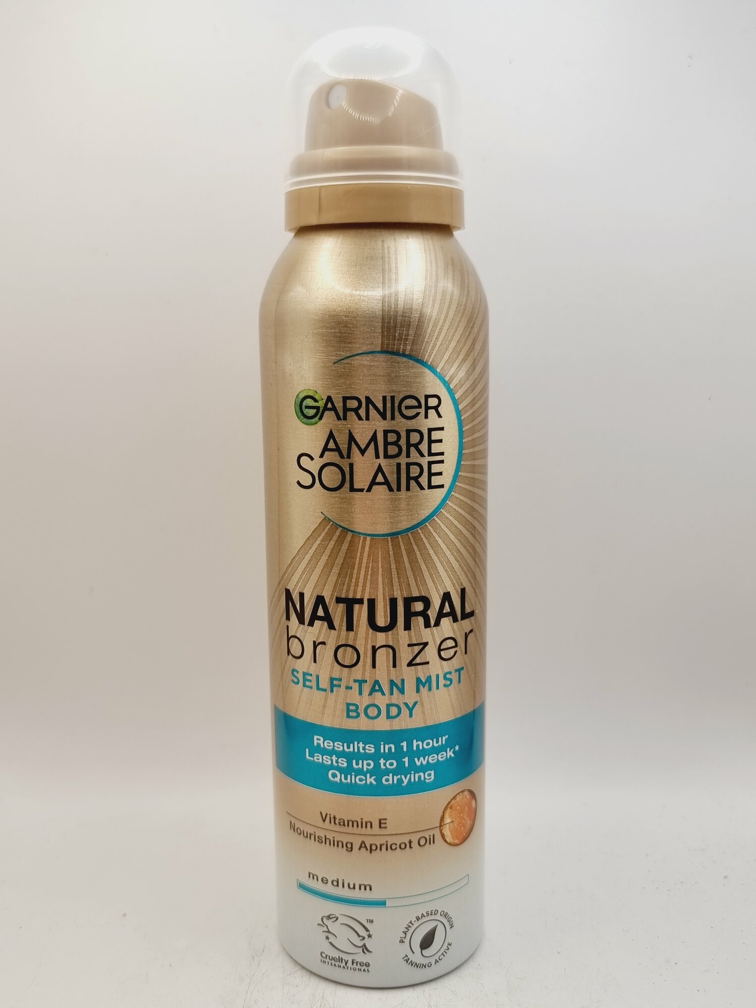 Спрей автозагар для тела Garnier Ambre Solaire Natural Bronzer mediub с витамином Е и абрикосовым маслом 150 мл ( Из Финляндии )