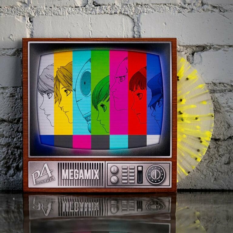 Persona 4: Megamix (Clear with Yellow-Black Splatter, Special Edition, Atlus Sound Team USA Limited) Цвет: Желто-Черные Брызги, Виниловая Пластинка, Саундтрек-Сборник с Лучшими Хитами Персона 4