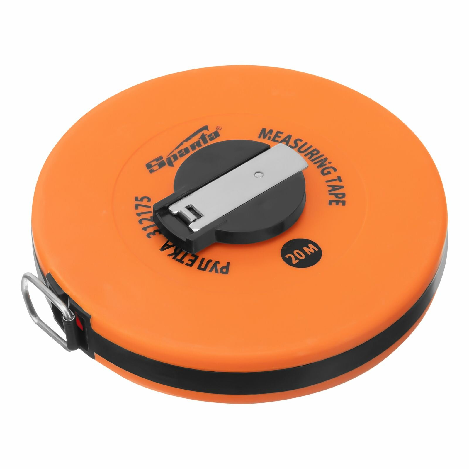 Рулетка геодезическая Sparta 20 м, 12.5 мм, лента ПВХ, закрытый круглый корпус (312175)