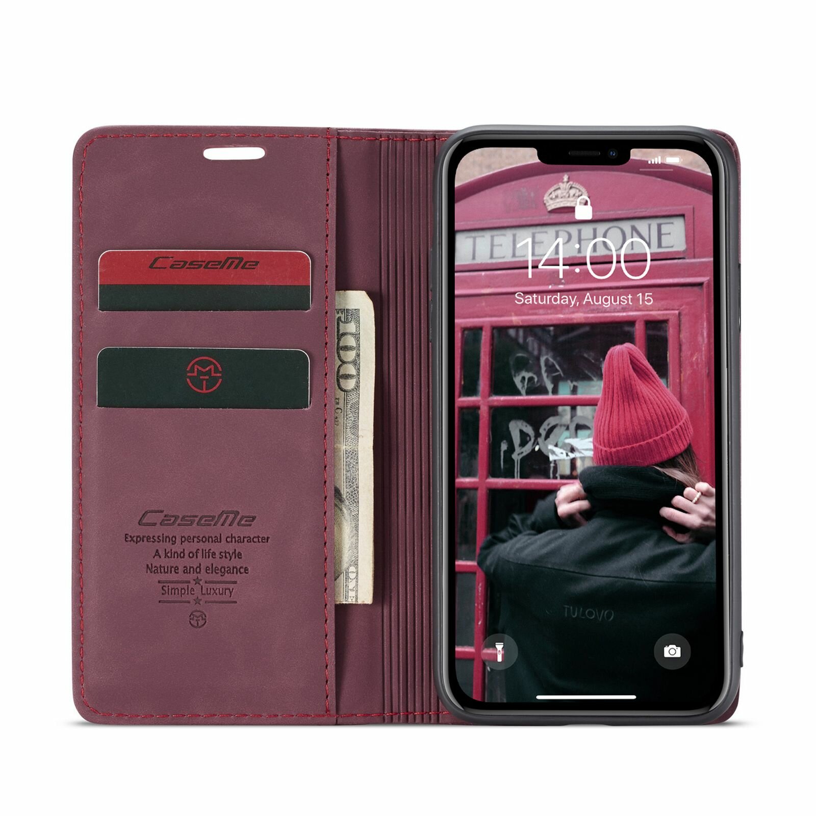 Чехол-книжка CaseMe Matte iPhone 11 бордовый