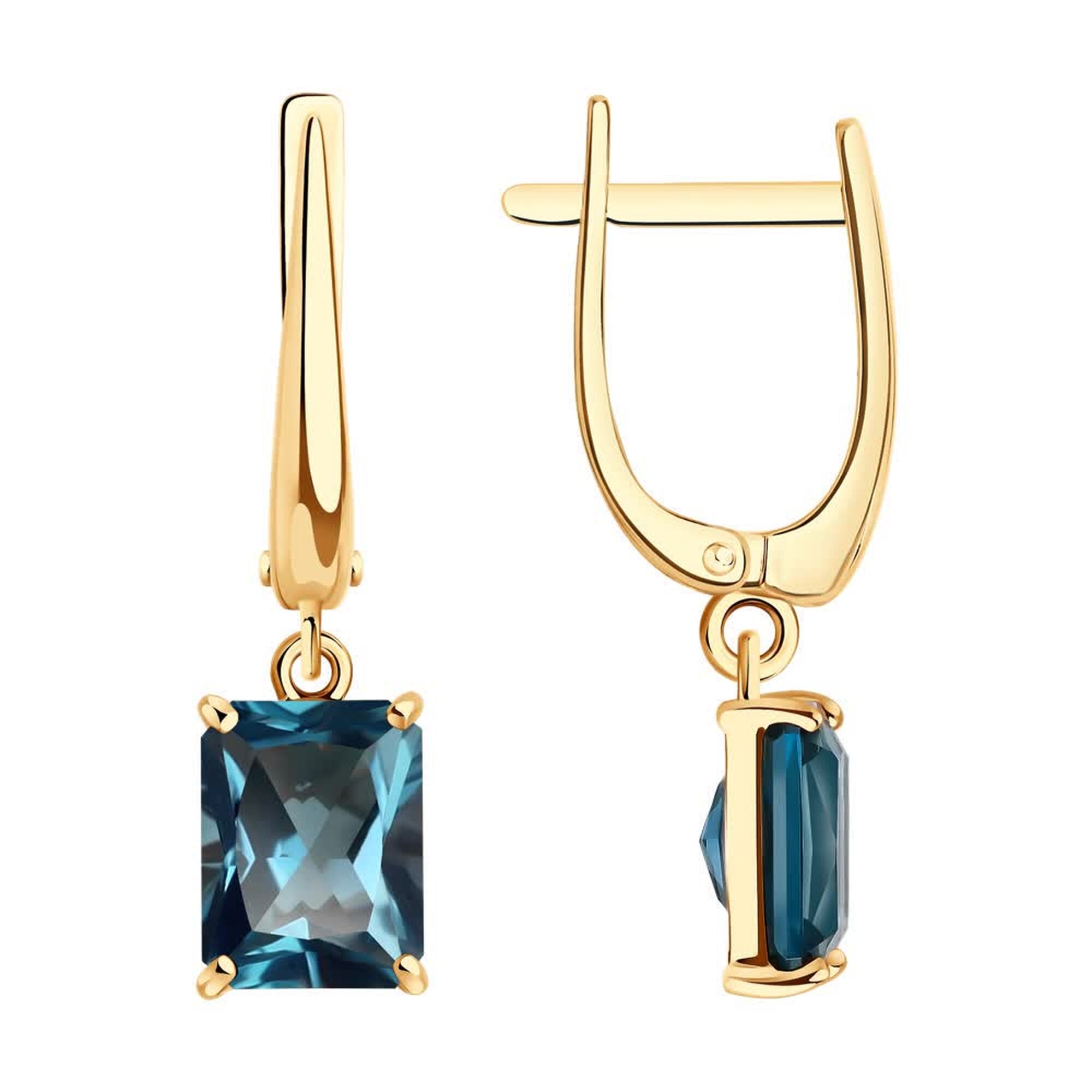 Серьги, красное золото, 585 проба, Лондон топаз