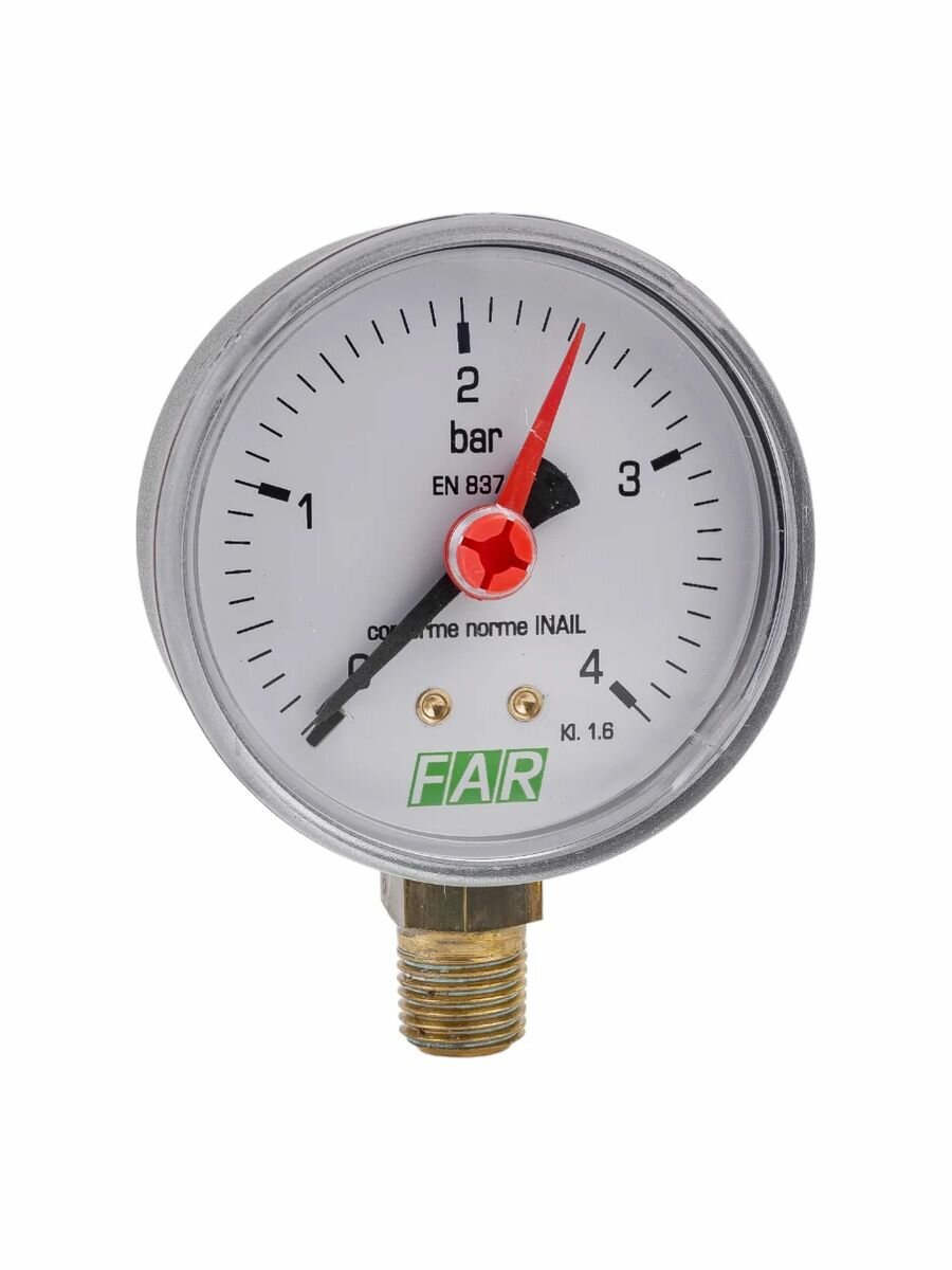 Манометр Far, 0-4 бар, 1/4", D63мм, бок. подкл. (радиал.), FA 2500 R04