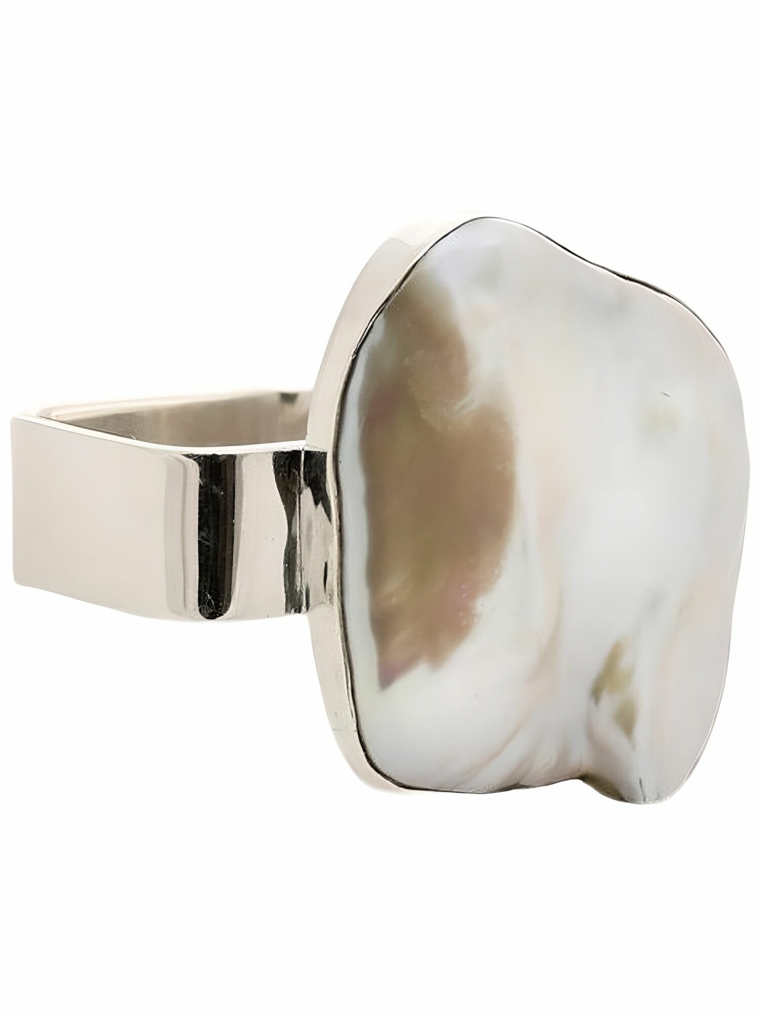 Кольцо тонкое, серебро, 925 проба, родирование, перламутр