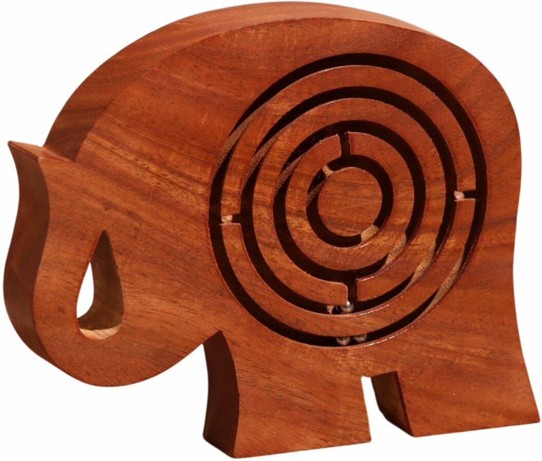 Развивающая головоломка-лабиринт "Слон" из дерева шишам, игра-лабиринт на развитие мышления и логики