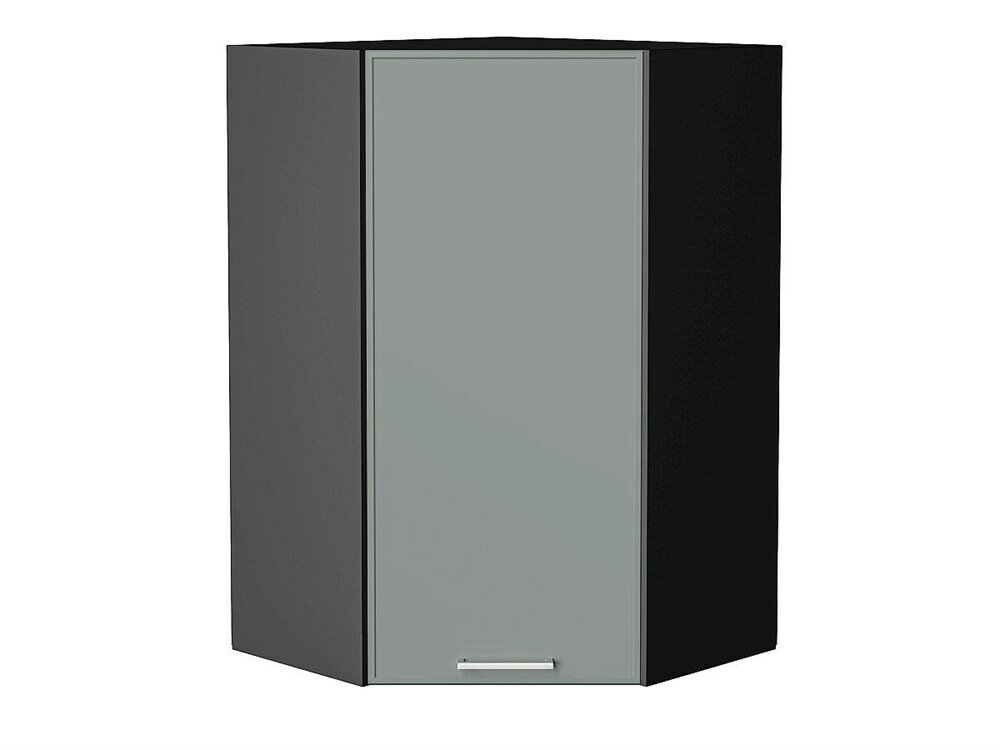 VVT Шкаф верхний угловой Квадро Graphite, Аквамарин, 920 В*Ш*Г 920*600*600, фасад МДФ Аквамарин, корпус Graphite Аквамарин