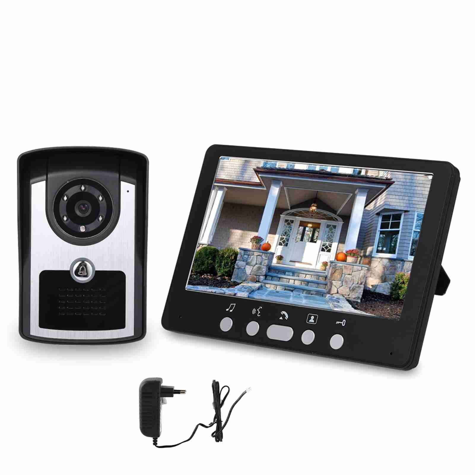 7-дюймовая дверная камера с цветным HD CMOS-сенсором, интеллектуальным изображением, функцией вызова, домофоном и разблокировкой, функцией видеонаблюдения.