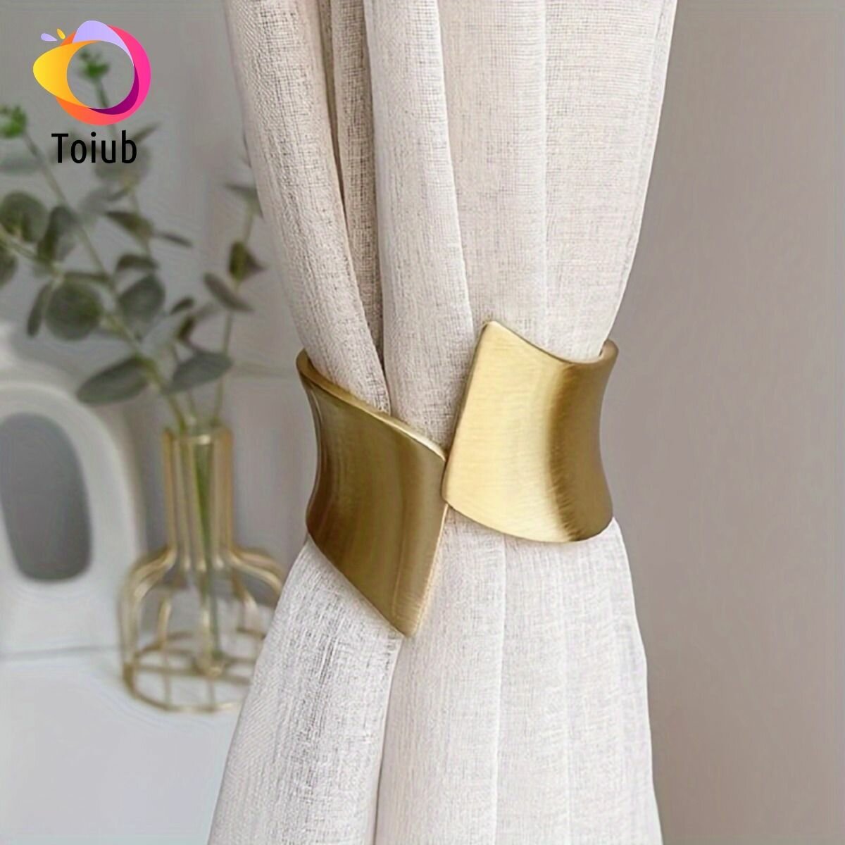 2 шт Элегантных золотистых металлических застежки для штор - Современные декоративные пружинные зажимы для дома и офиса