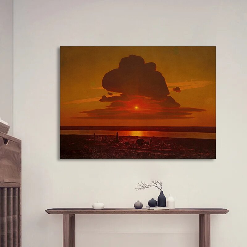 Куинджи / красный закат, Репродукция картины на холсте, 30х40 см.