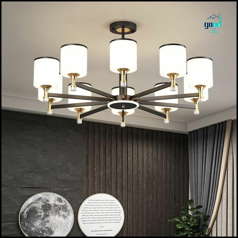 Северная Люстра Из Черного Золота Со Стеклянным Абажуром. Современное Освещение Домашнего Декора. Подходит Для Гостиной, Столовой, Зала.-good value -lj