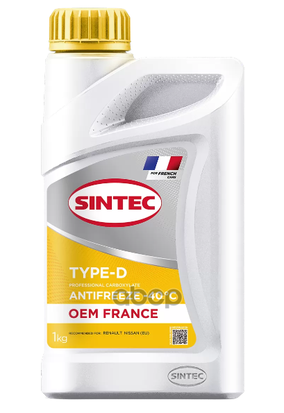 Антифриз SINTEC OEM France Type-D yellow -40 1кг SINTEC арт. 6145013