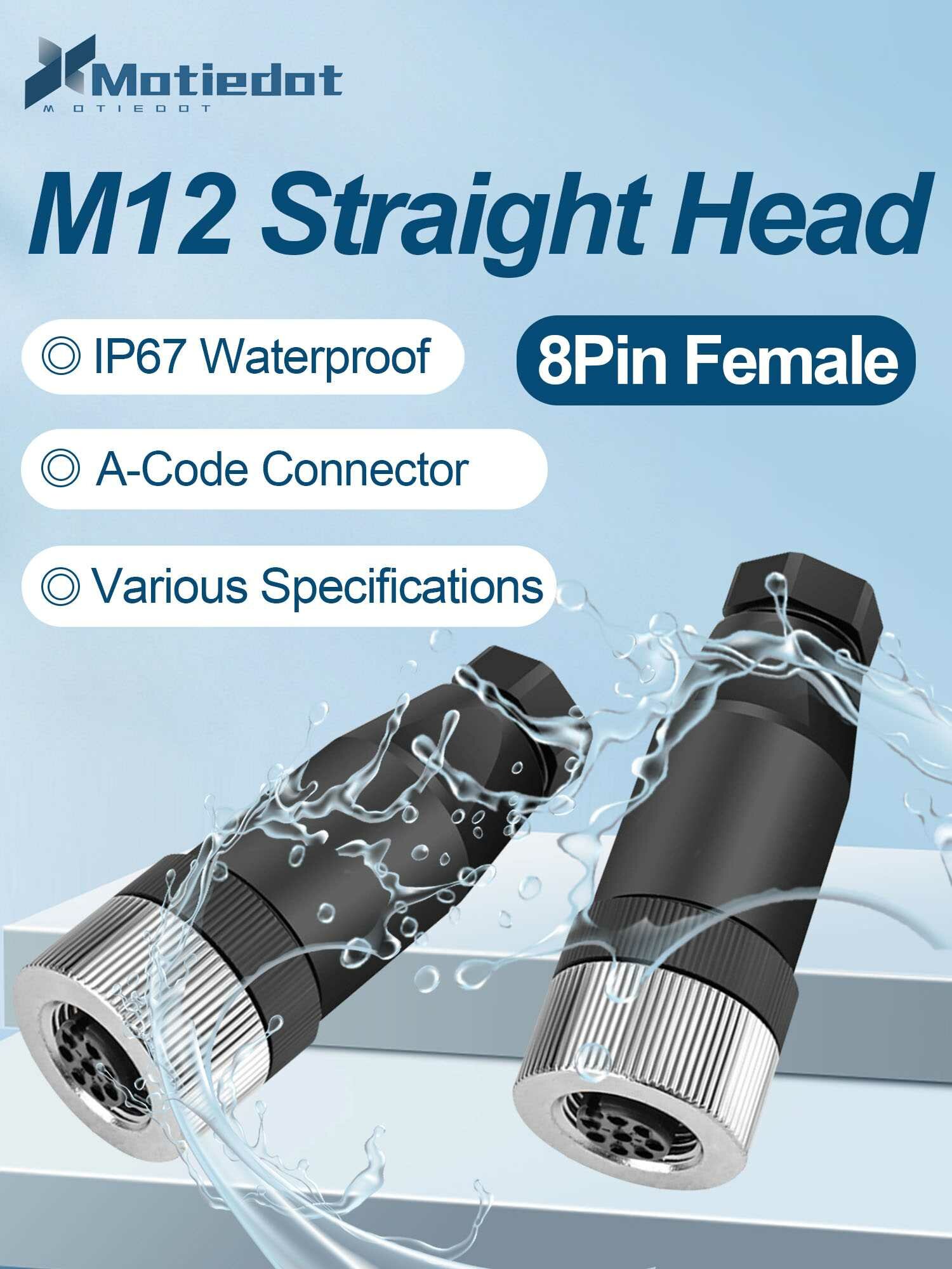 Разъем датчика M12 8Pin Женский водонепроницаемый авиационный разъем IP67 12MM Кодирование Поля Разъем сборки