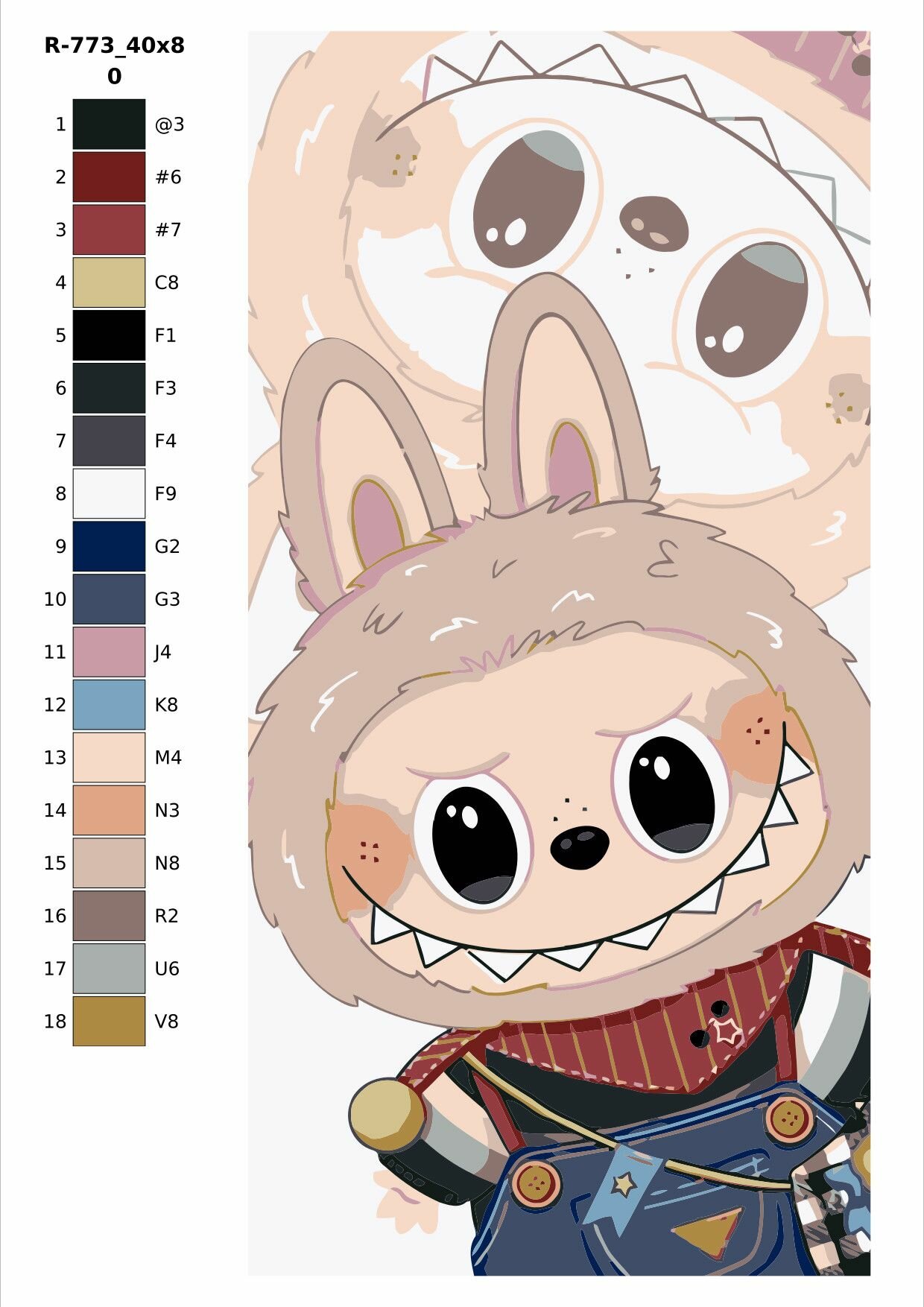 Картина по номерам R-773 "Лабубу Labubu игрушка" 40x80 см