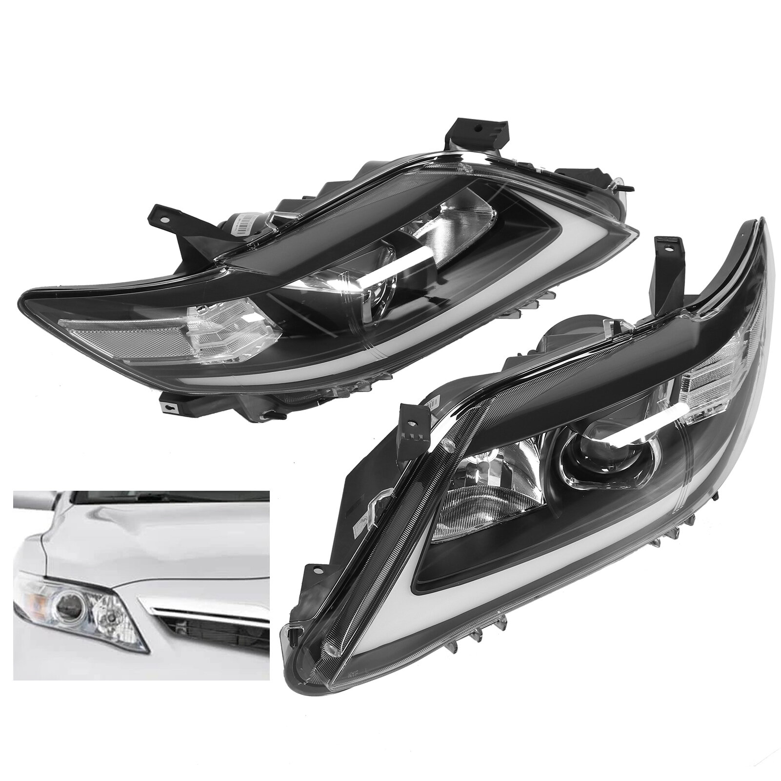 Светодиодный проектор VLAND, динамические фары DRL, прозрачные линзы, подходят для Camry XV40, США 2010-2011, LHD