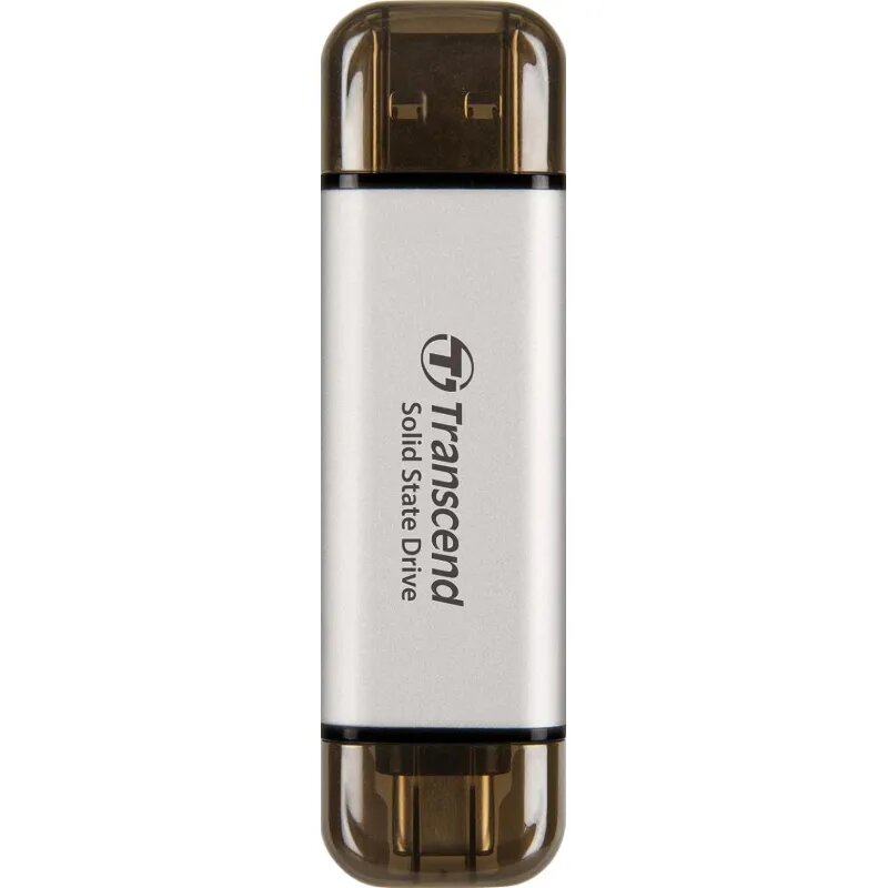 Портативный SSD Transcend 512Gb, USB 10Gbps, Type-C/Type-A, Серебряный