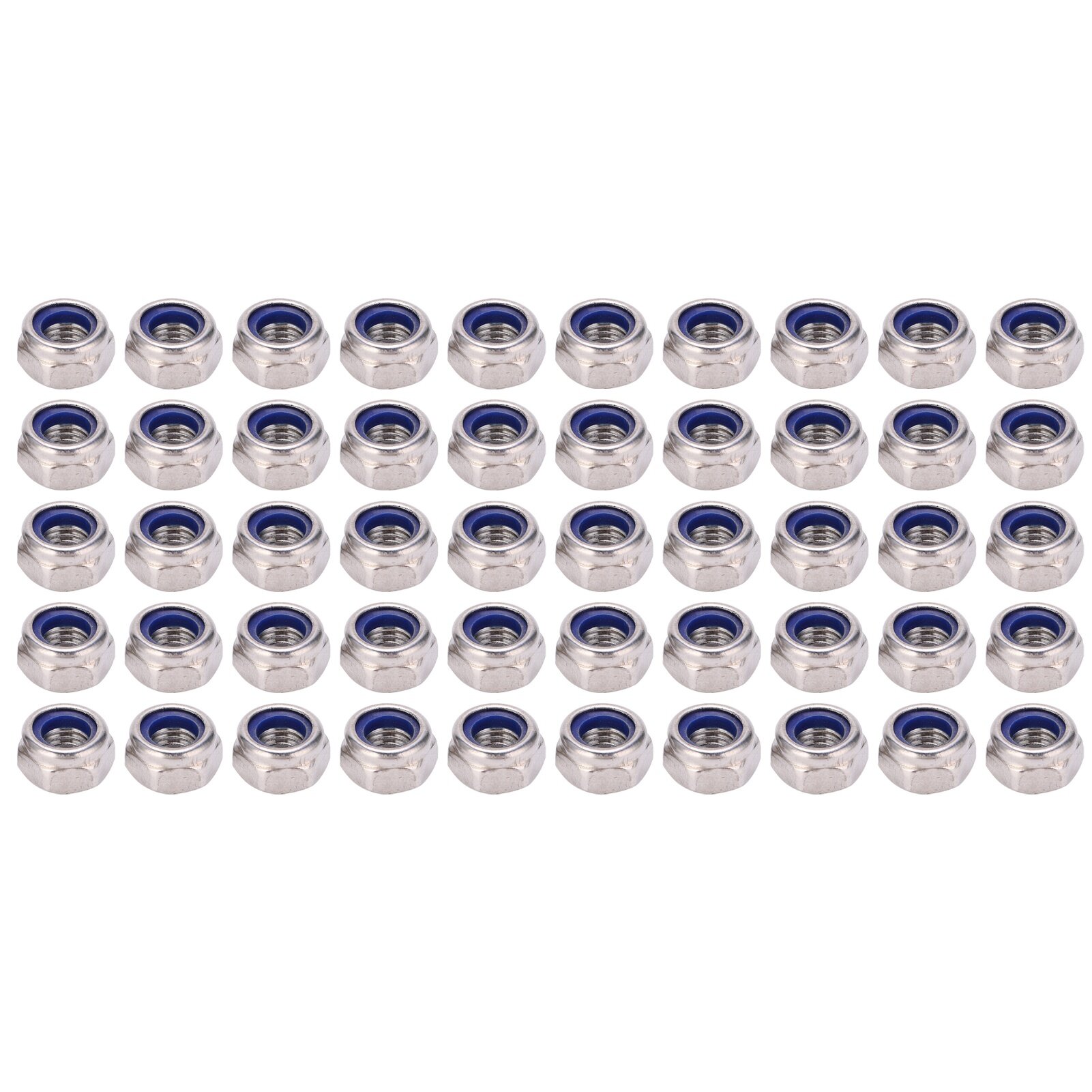Шестигранные стопорные гайки M8 50 шт. из нержавеющей стали 304 с серебристым нейлоновым покрытием, самоблокирующиеся, различные стопорные гайки размера K, шестигранные стопорные гайки