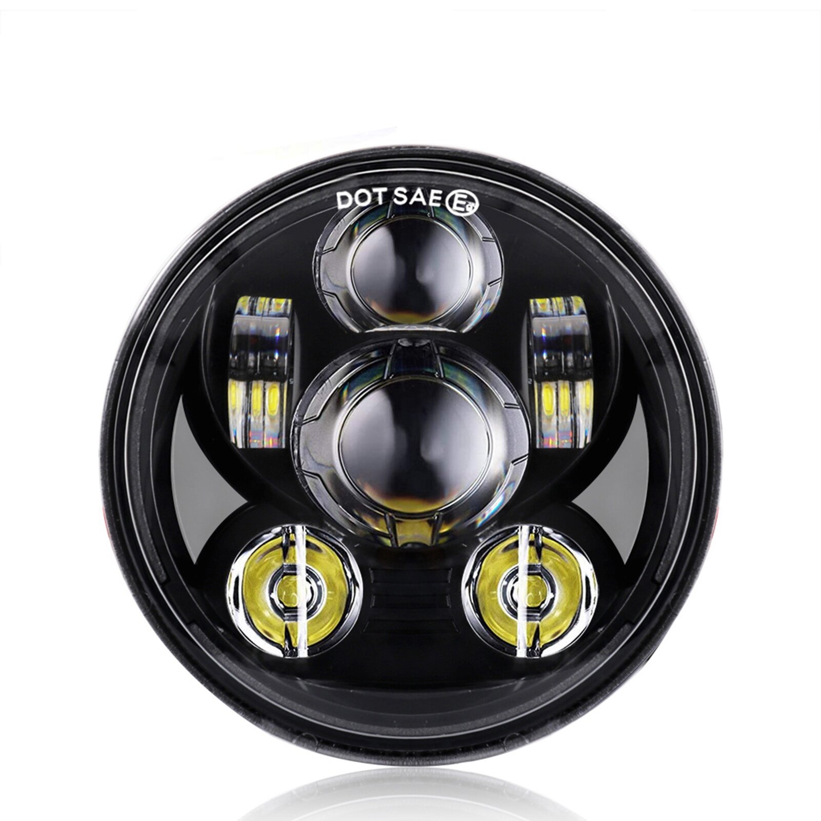 12-вольтовая круглая светодиодная фара для мотоцикла, лампа дальнего света, 2 режима освещения, подходит для 5,75 дюймов, указатель поворота.