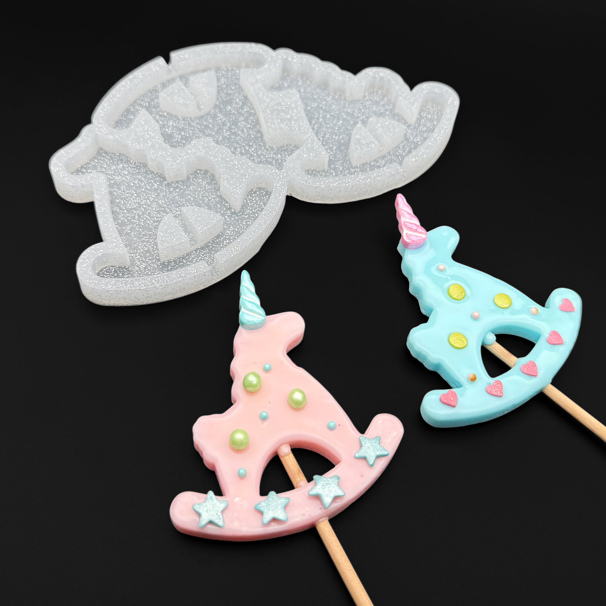 Силиконовая форма молд для леденцов и шоколада Лошадка качалка №2