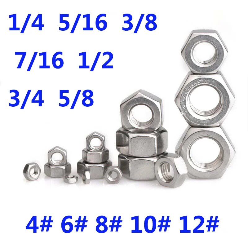 Гайки шестигранные YMAX из нержавеющей стали, 3/8" 24, 2шт